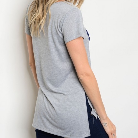 Tops | New Smile Grey Tee Slit Side Top | Poshmark